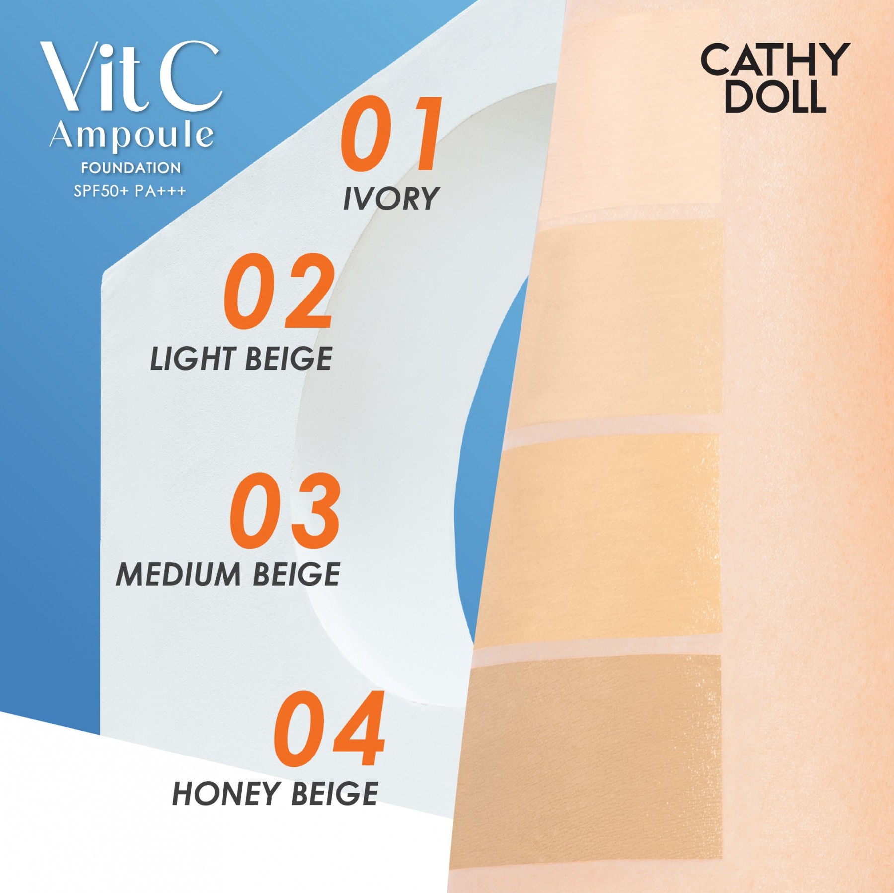 Cathy Doll Vit C Ampoule Foundation SPF50+ PA+++ 30g - New product